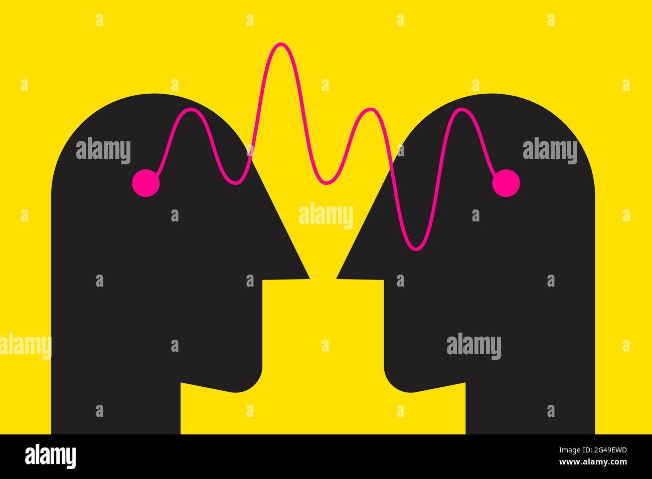 Empathy logo. Two male profiles with wave of understanding. Psychology ...