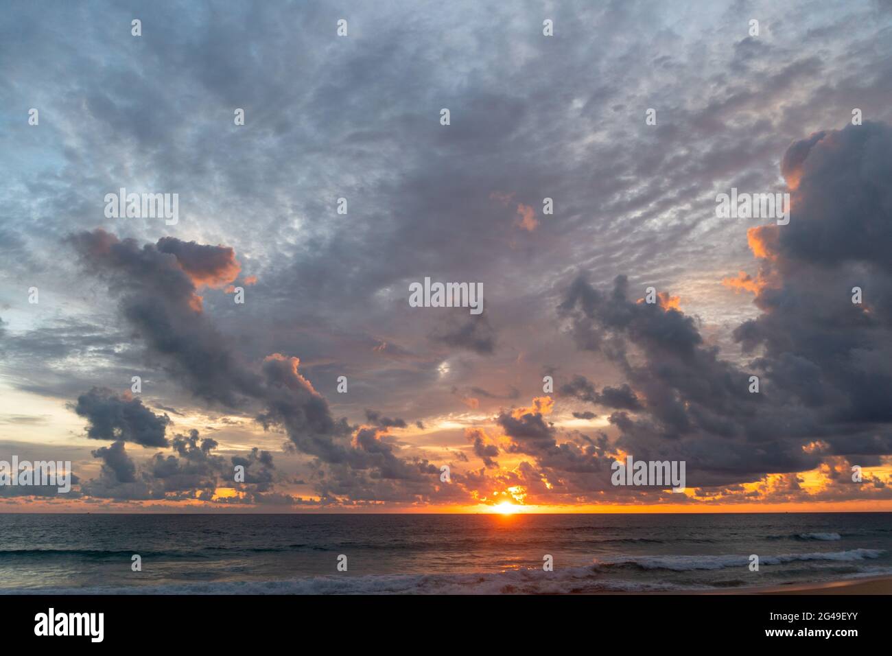 aerial view rain clouds Dark storm clouds over ocean open sea in ...
