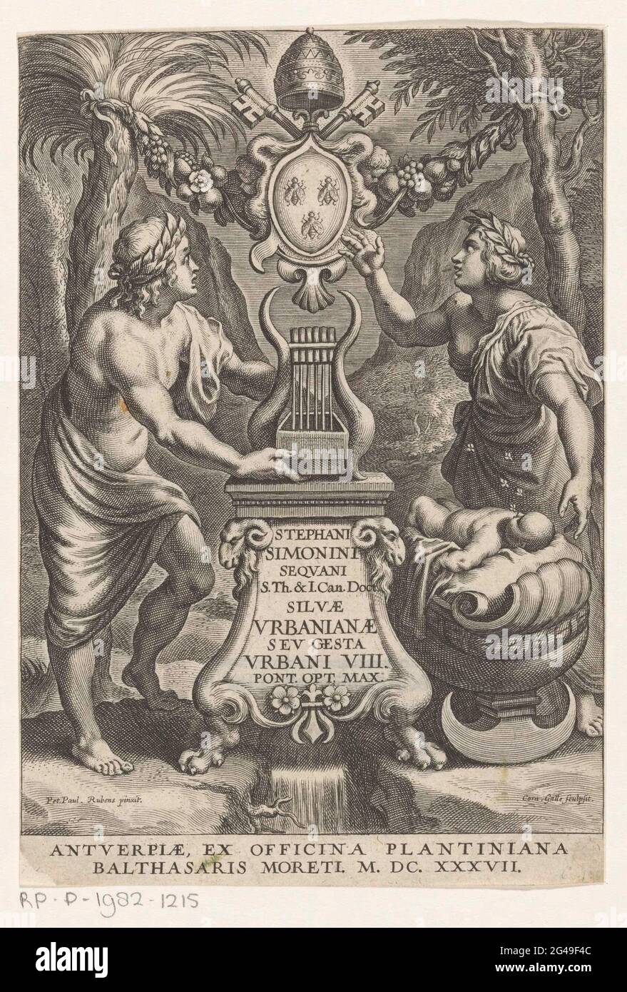 Apollo and Erato at Altar; Title page for: Stephanus Simonini, Silvae ...