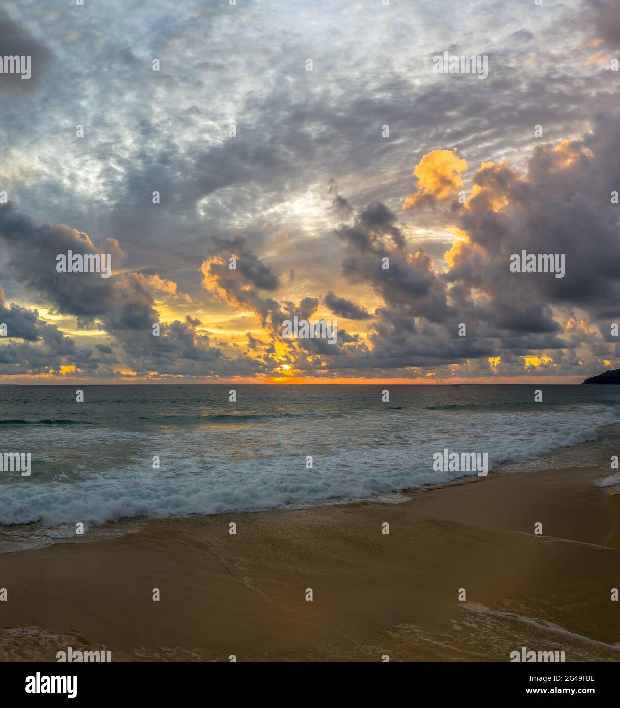 aerial view rain clouds Dark storm clouds over ocean open sea in ...