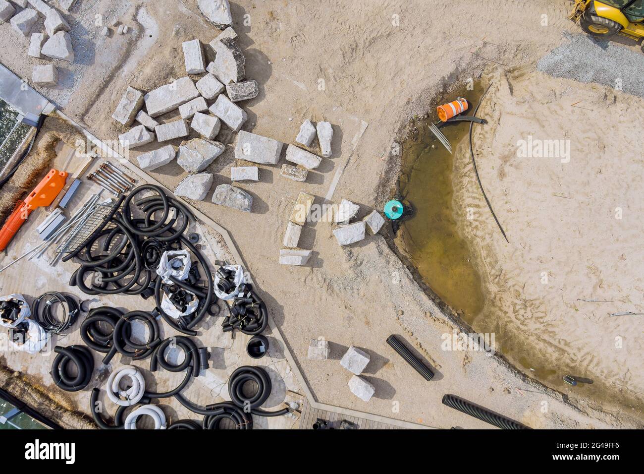 The drainage pipes system of laying underground utilities from black ...