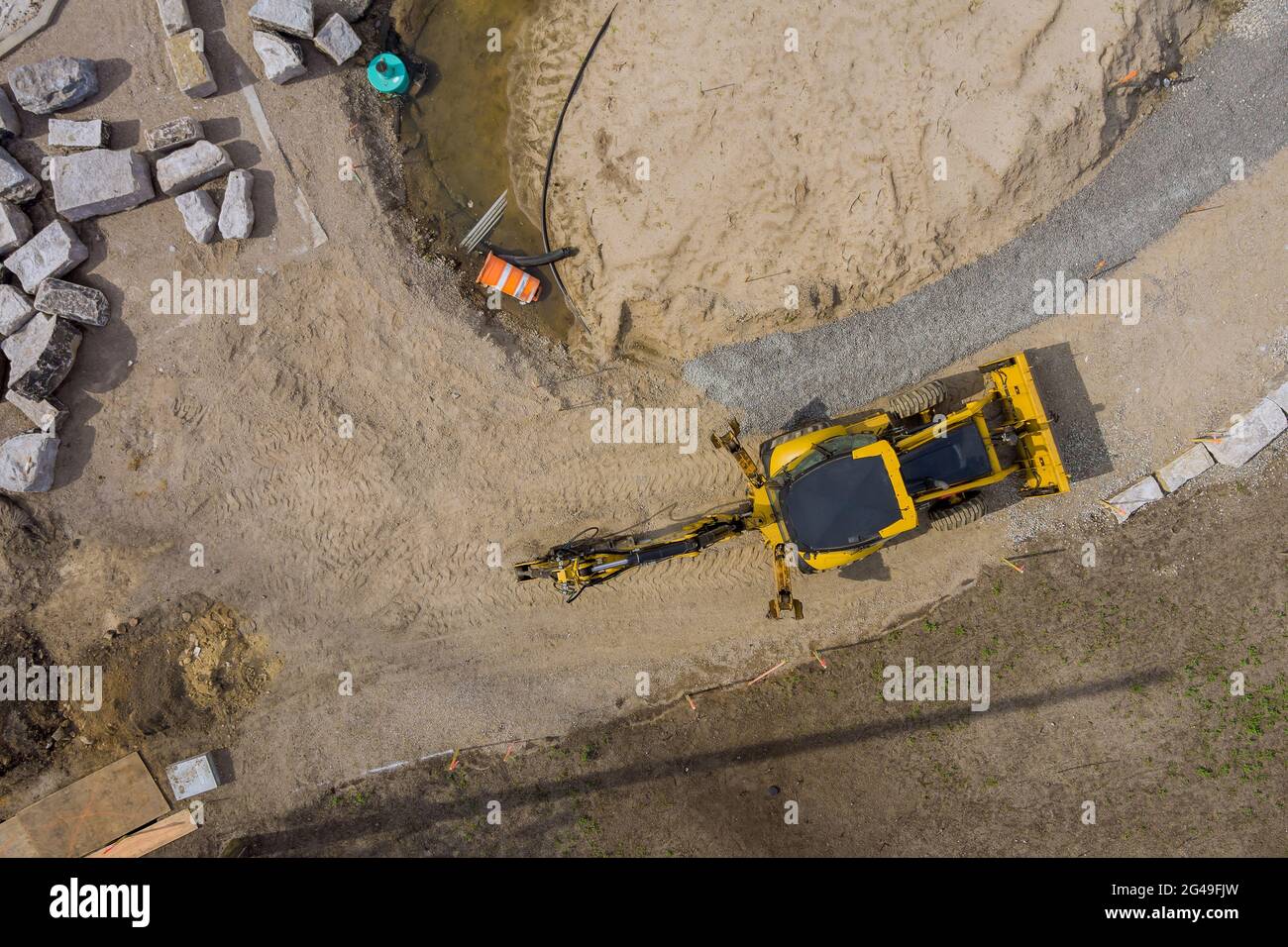 The work with under construction on excavators equipment in the ...