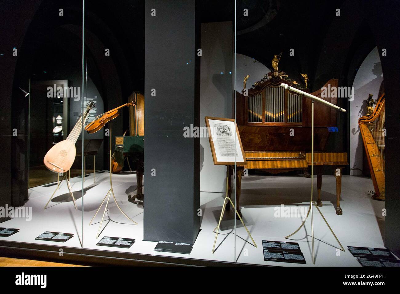 Collection of traditional musical instruments displayed hi-res stock ...
