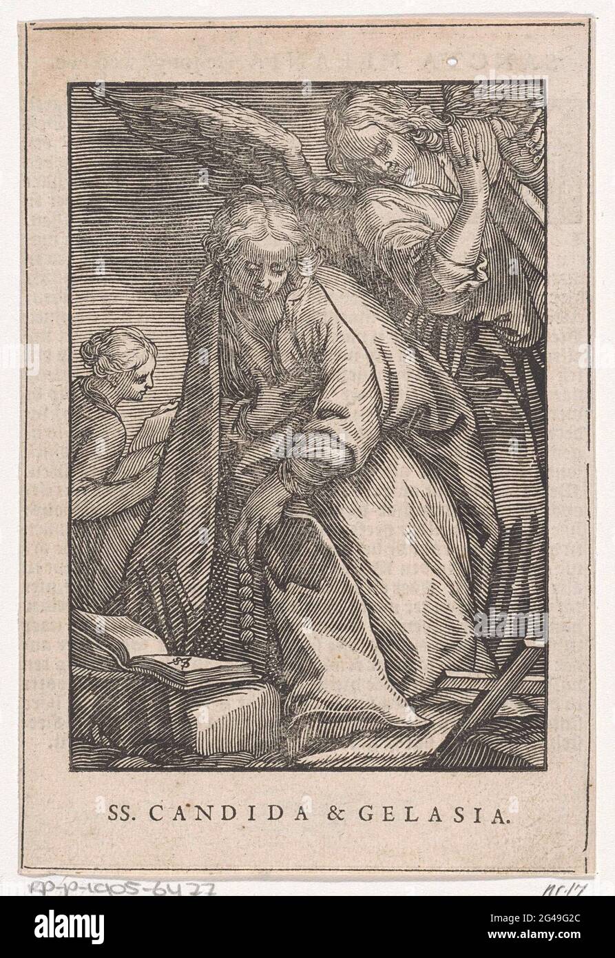 Saint Candida and Saint Gelasia as an angless with angel; SS. Candida ...