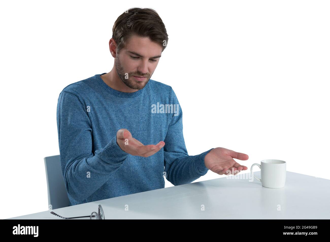 Man pretending to hold an invisible object Stock Photo - Alamy