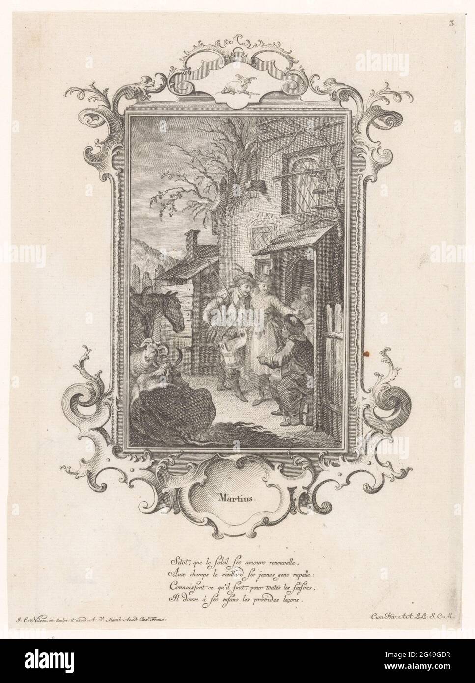 March; Martius; The twelve months of the year. In a rocaille frame a ...