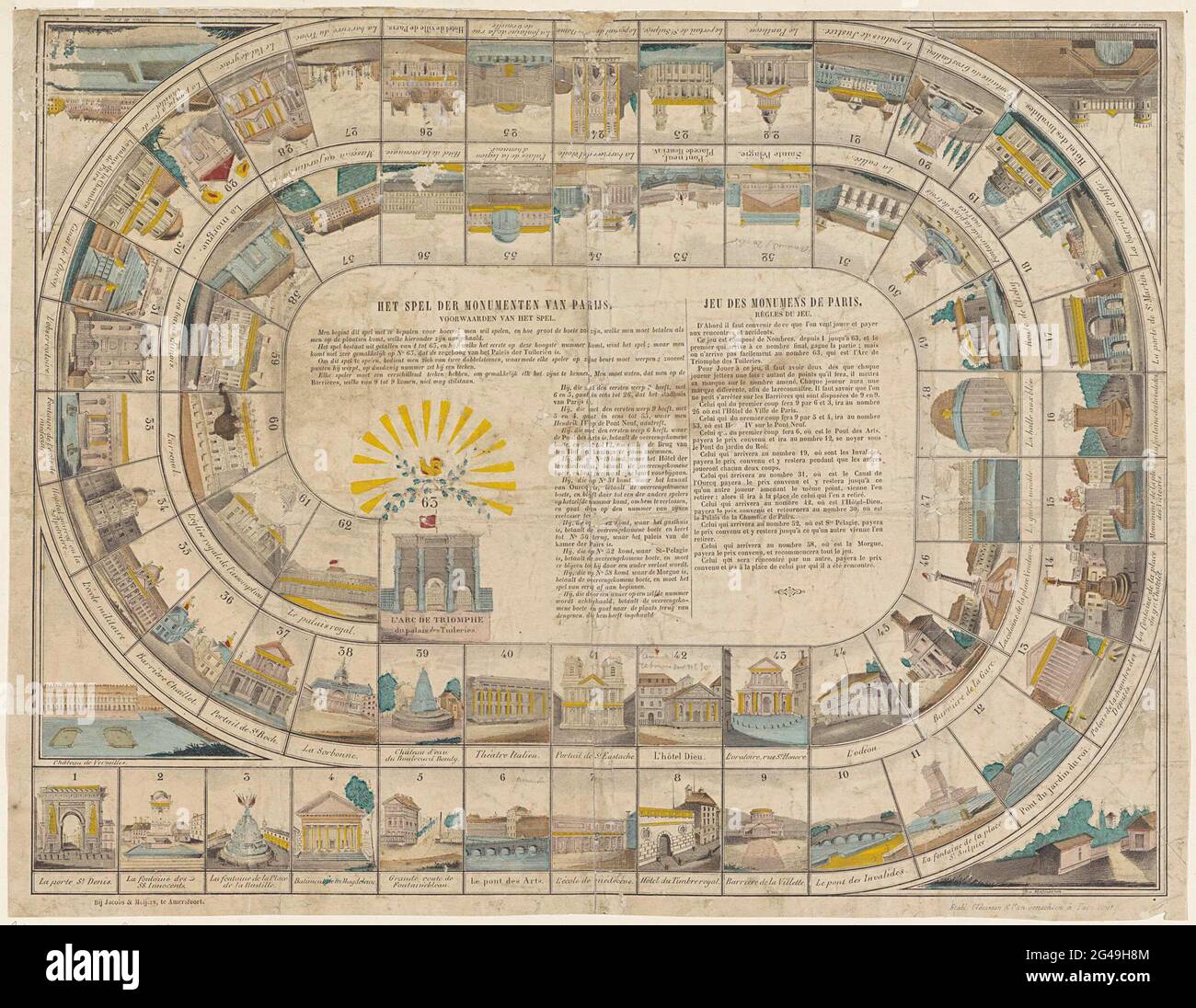 The game of the Monuments of Paris / Jeu des Monumens de Paris. Board ...