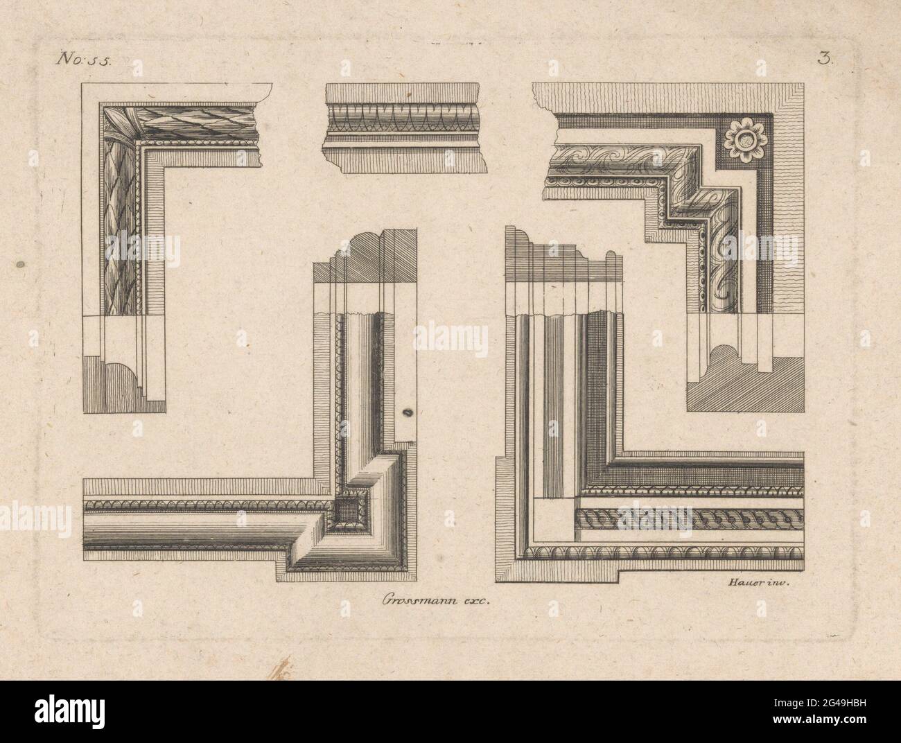 Five picture frames. Designing five details of ornamented picture ...