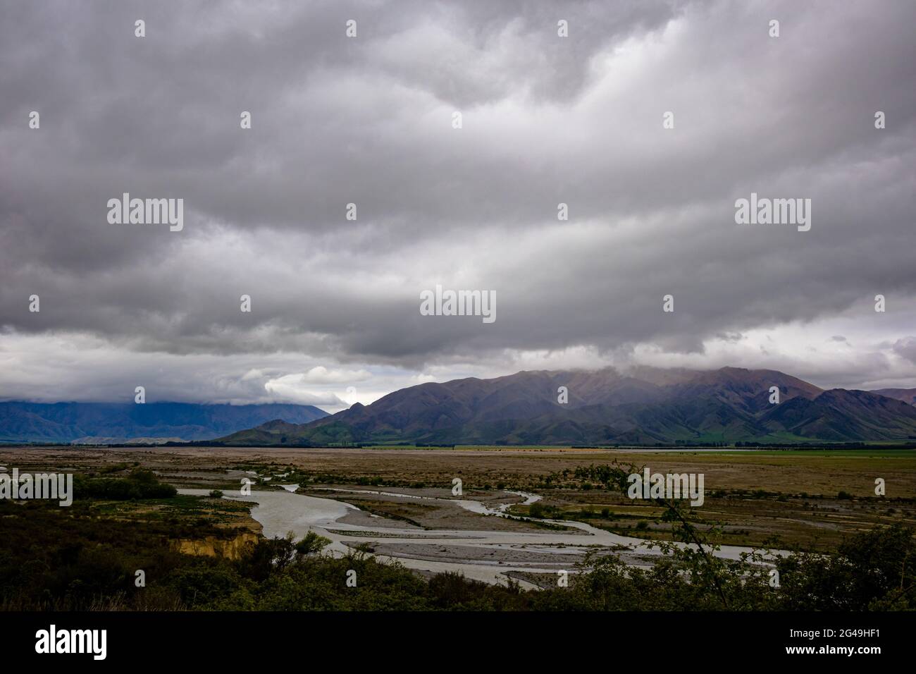 The Ahuriri River as seen from the Clay Cliffs, South Island New ...