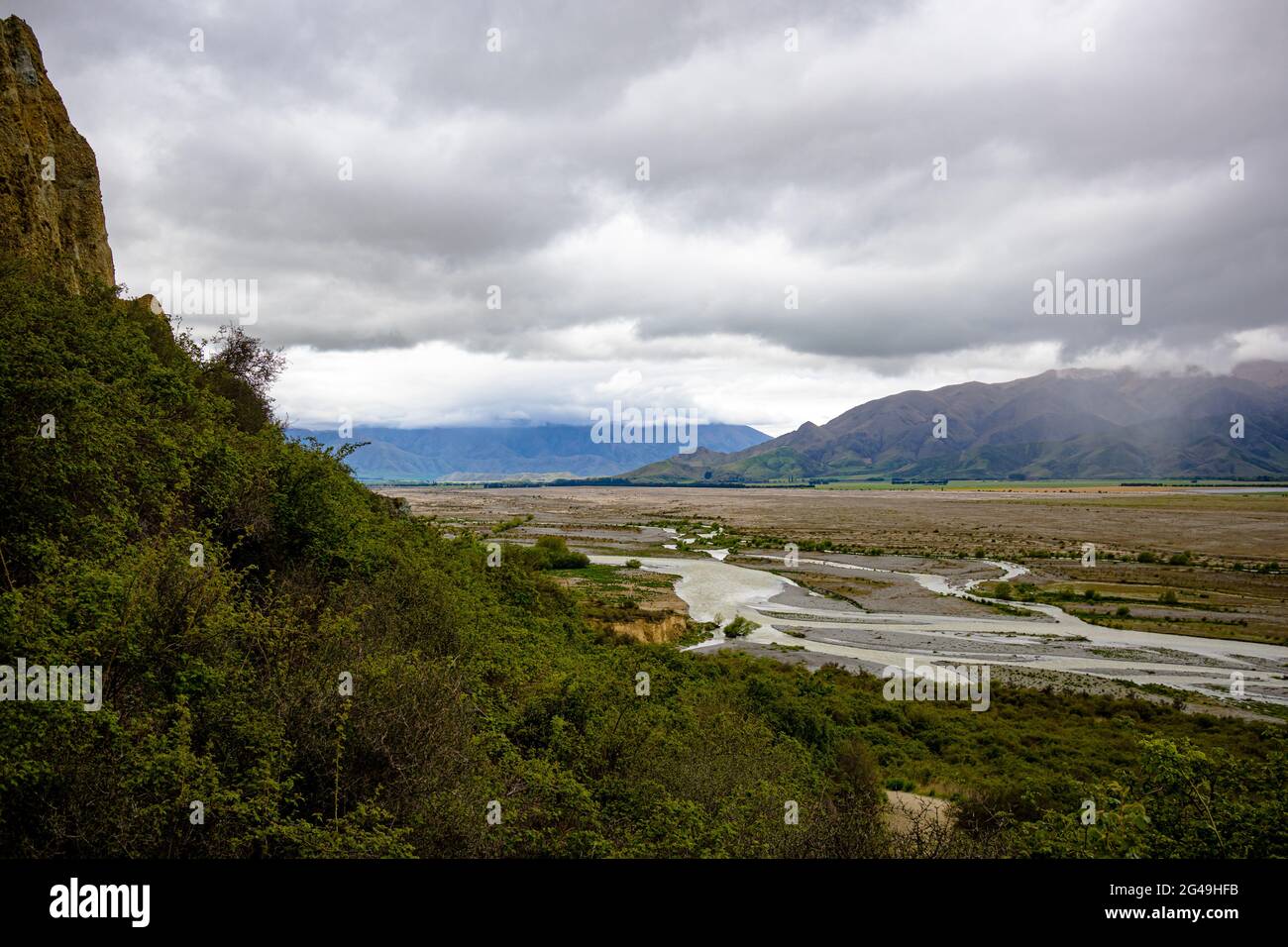 The Ahuriri River as seen from the Clay Cliffs, South Island New ...