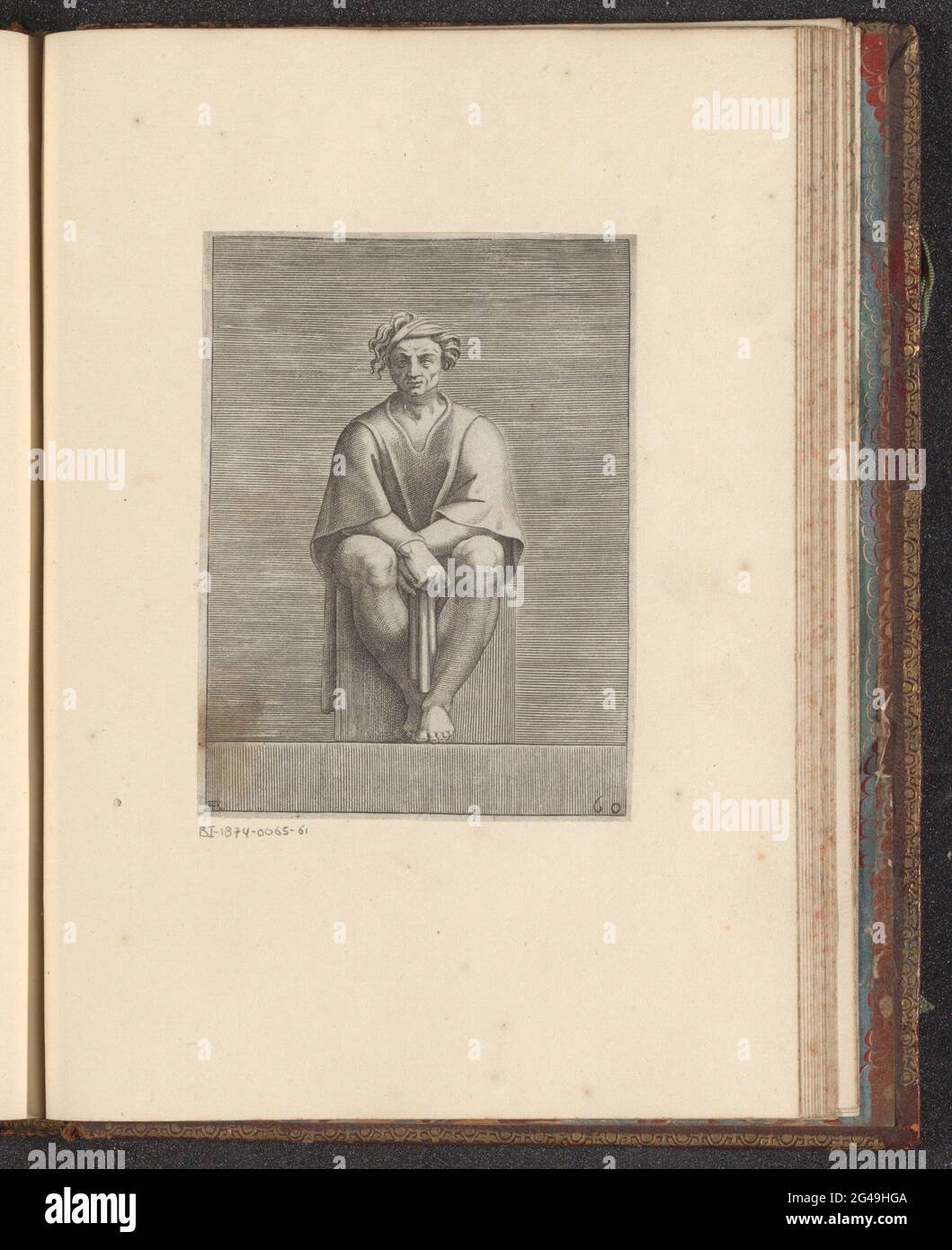 Sitting man; Paintings in the Sixtin Chapel. Figure from Michelangelo's ...