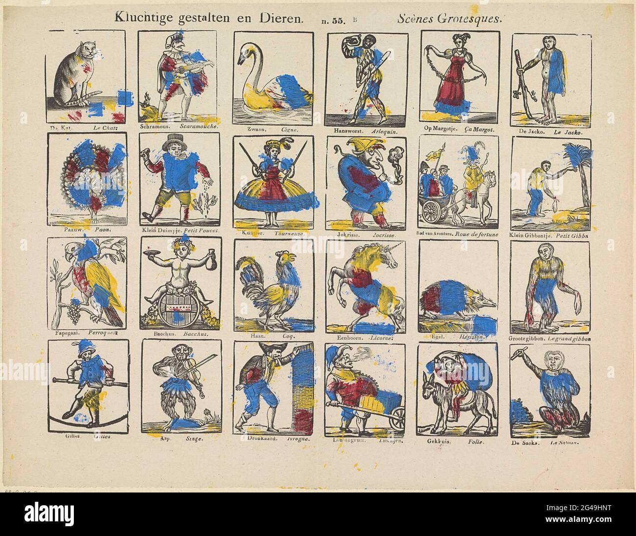 Dungal shippers and animals / scenes Grotesques. Sheet with 24 ...