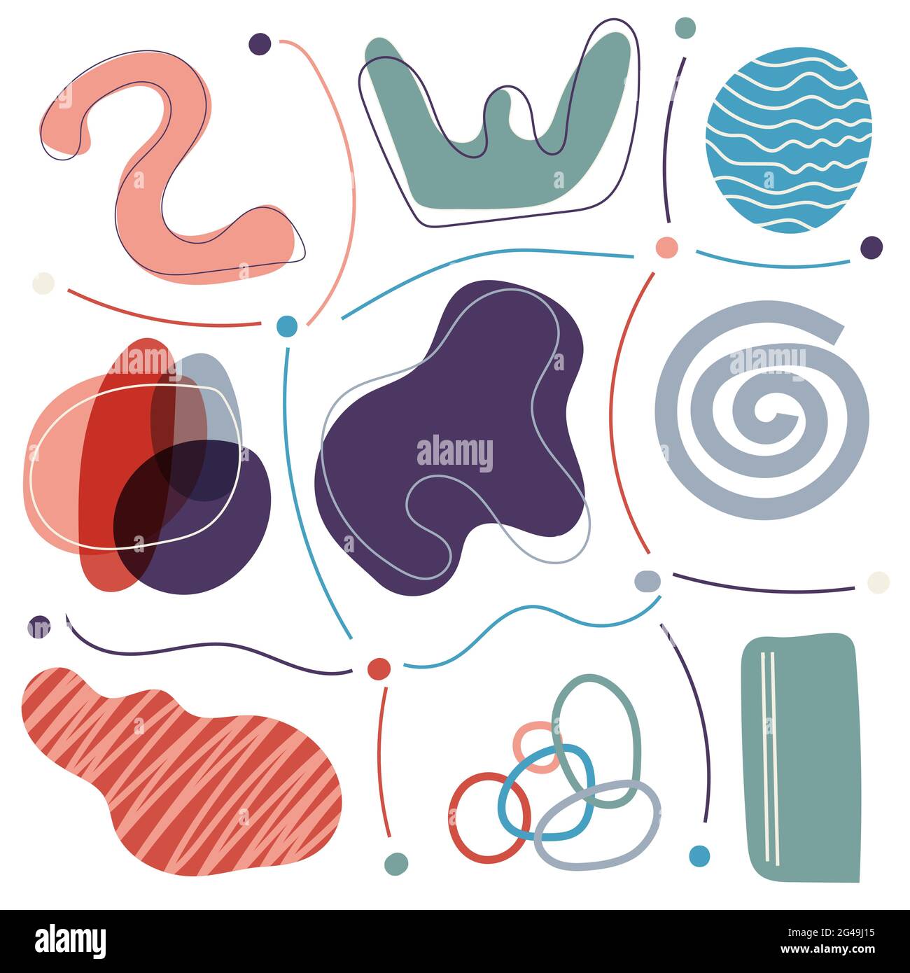 Set of abstract trendy modern hand drawn organic shape creative ...