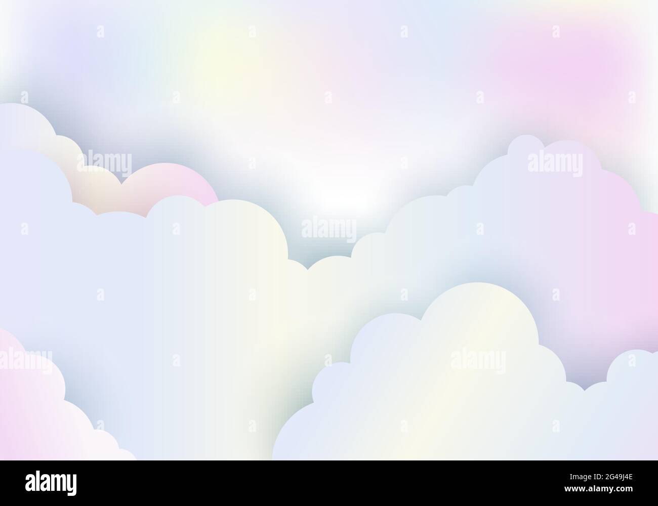 Cloudy rainbow color pastel sky background paper cut style. Vector ...