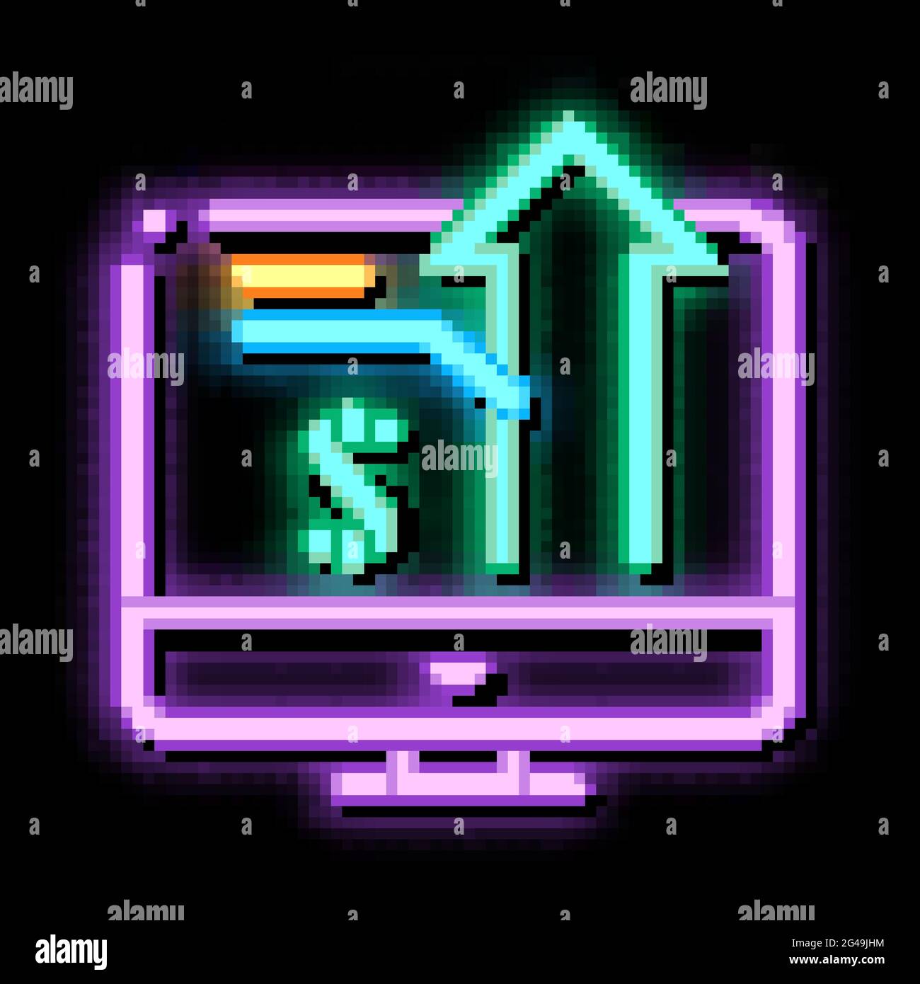 computer chart of money up growth neon glow icon illustration Stock ...
