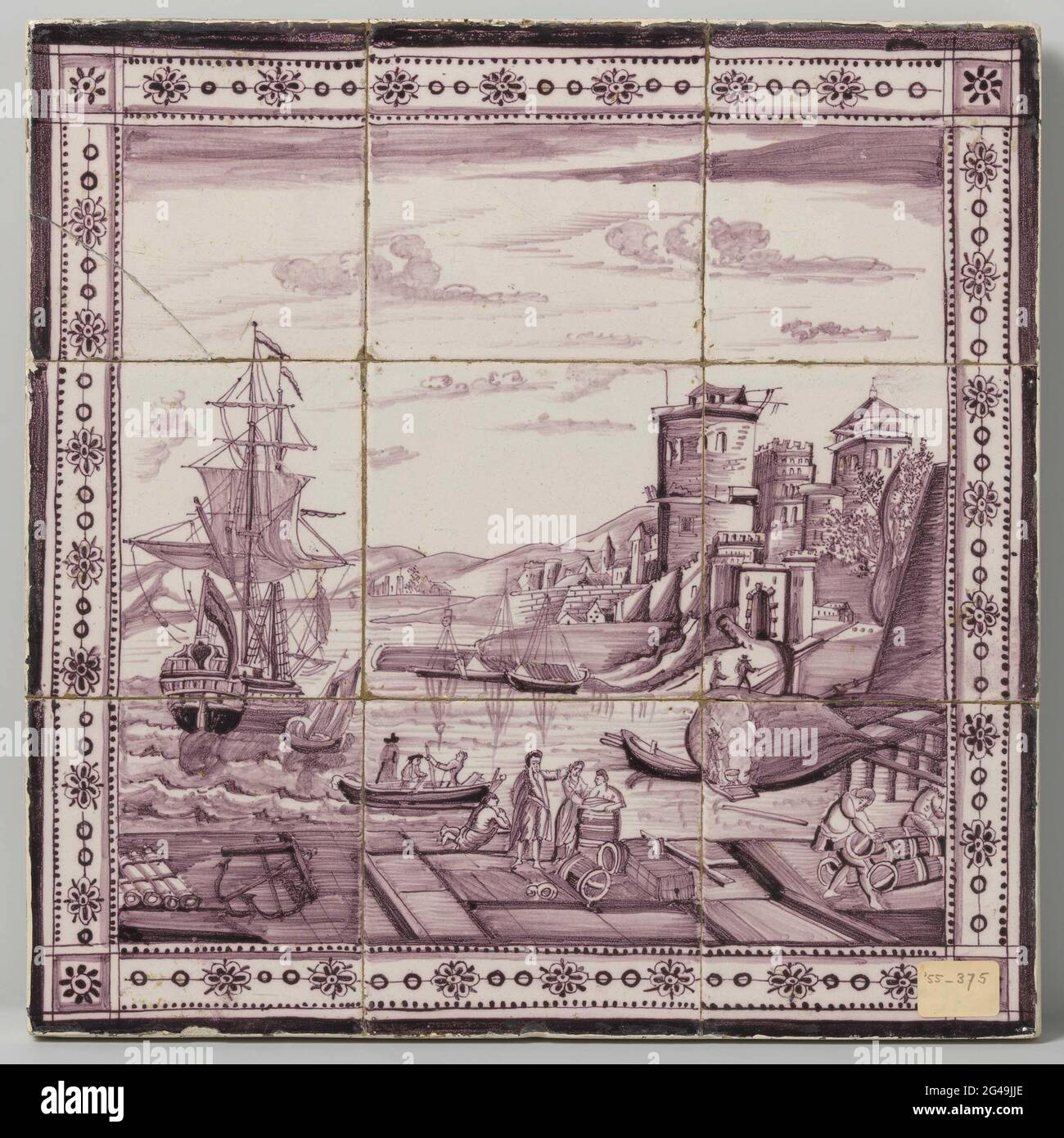 Tile tableau with port face. Tile tile from nine tiles (3 x 3) with a ...