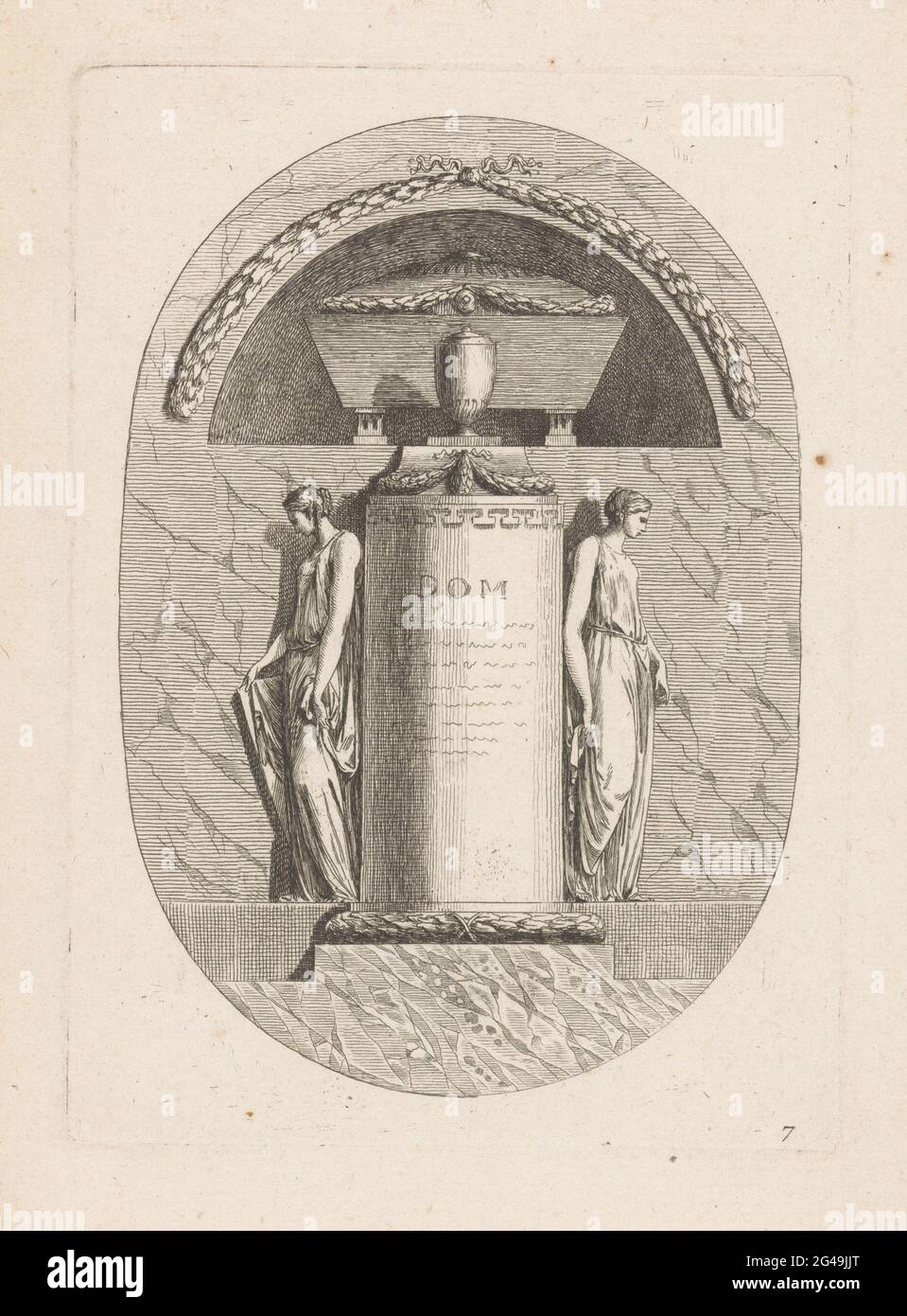 Nistombe with column; Livre De Tombeaux. A tomb in a semicircular niche ...