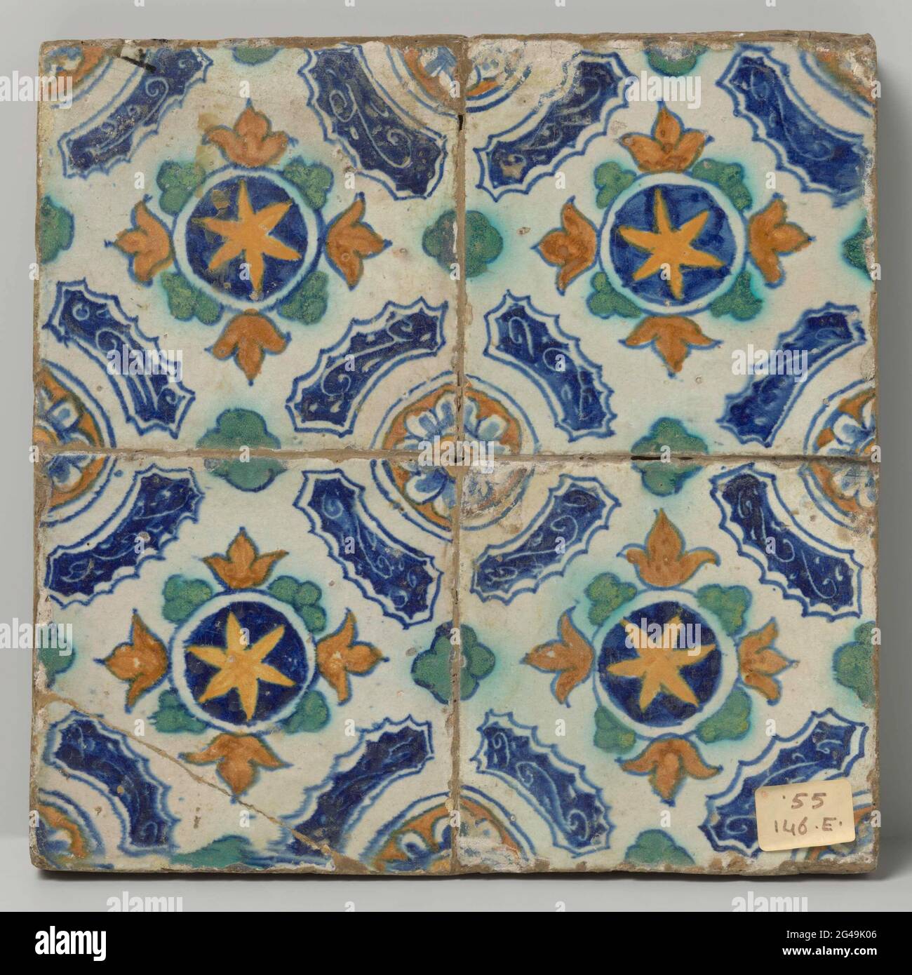 Field of four tiles with stars and leaves. Field of four tiles (2 x 2 ...