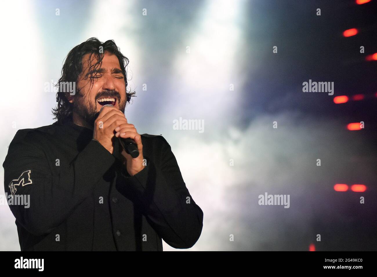 Singer Antonio Orozco seen performing in Calafell. The Spanish singer ...