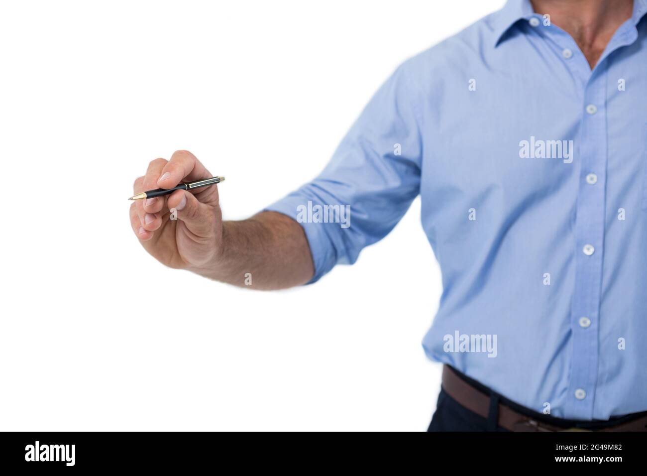 Male executive writing with pen Stock Photo - Alamy