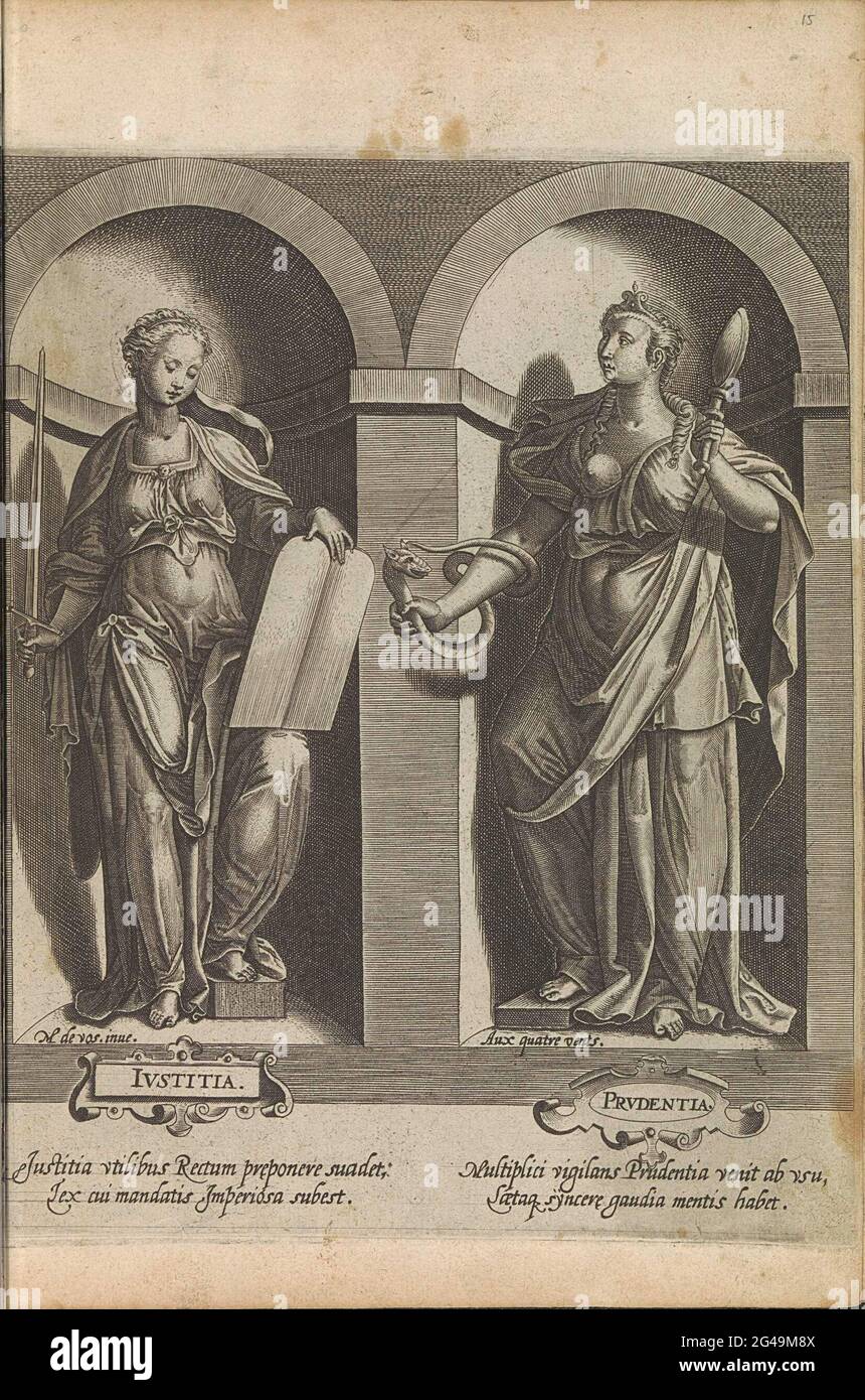 Justice and caution; Iustitia / Prudentia; Virtues. Left in a niche is ...