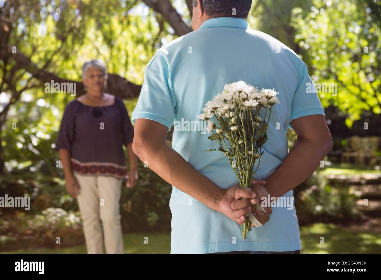 Man hiding rose behind back hi-res stock photography and images - Alamy