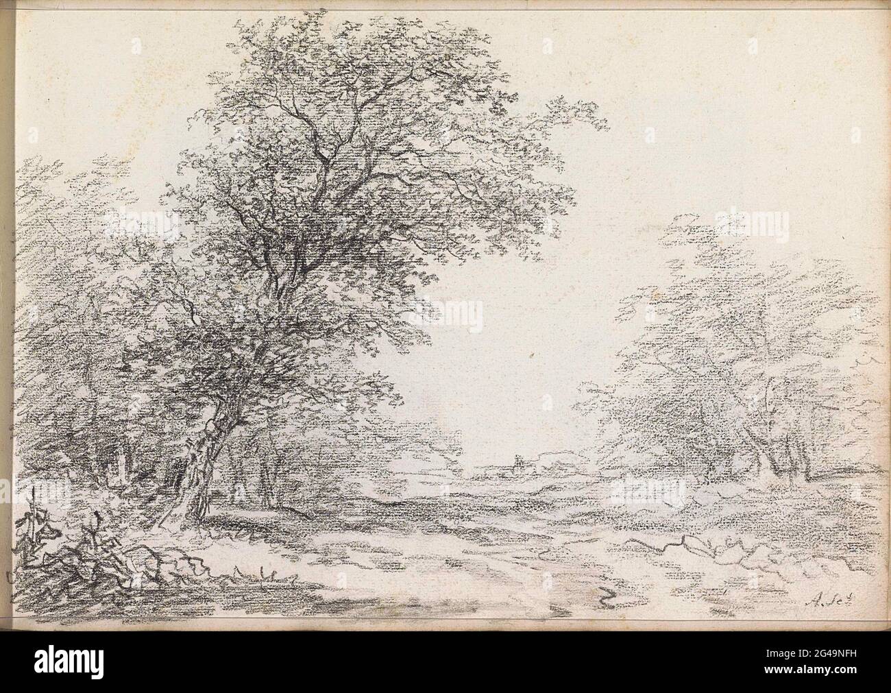 Landscape with trees. Leaf 12 Recto from a sketchbook with 75 sheets ...