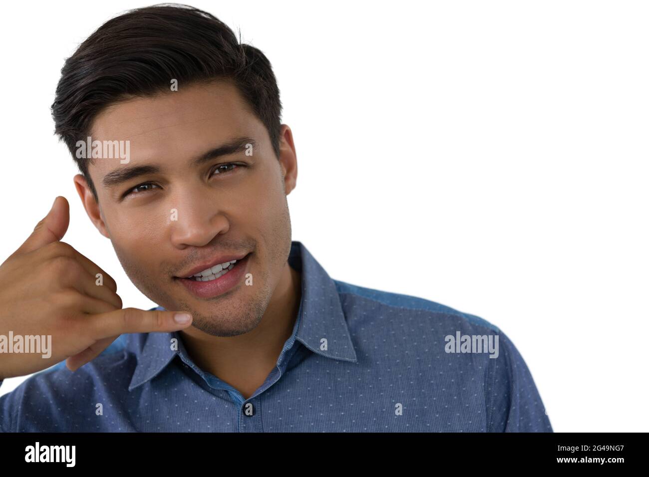 Man gesturing call hand sign hi-res stock photography and images - Alamy