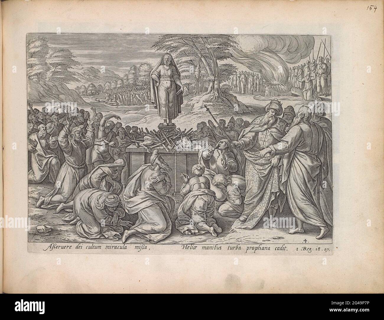 Elijah and the prophets of Baal; History of Elia; Theatrum Biblicum Hoc ...