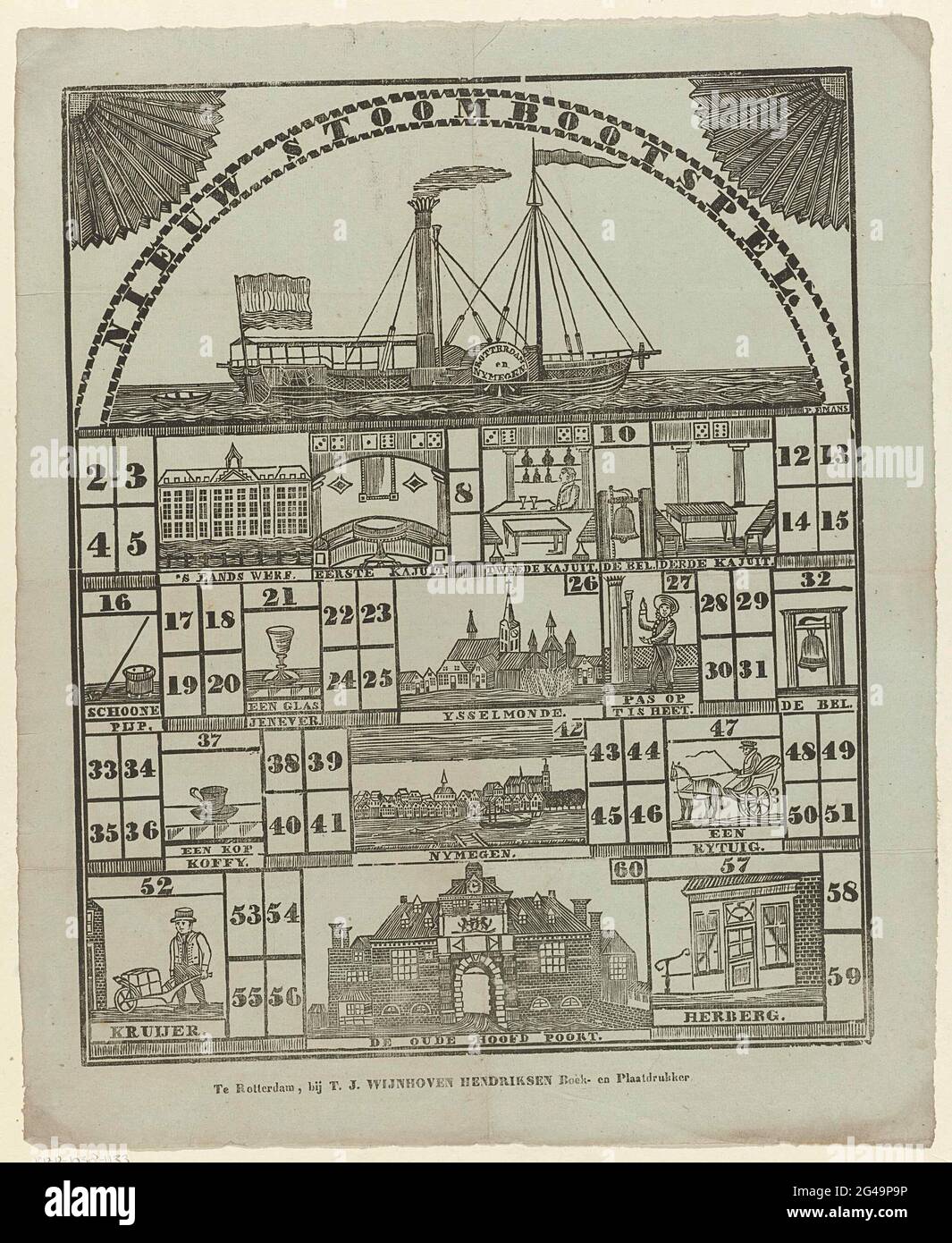 New steamboat game. Board game with boxes numbered from 2 to 60 ...