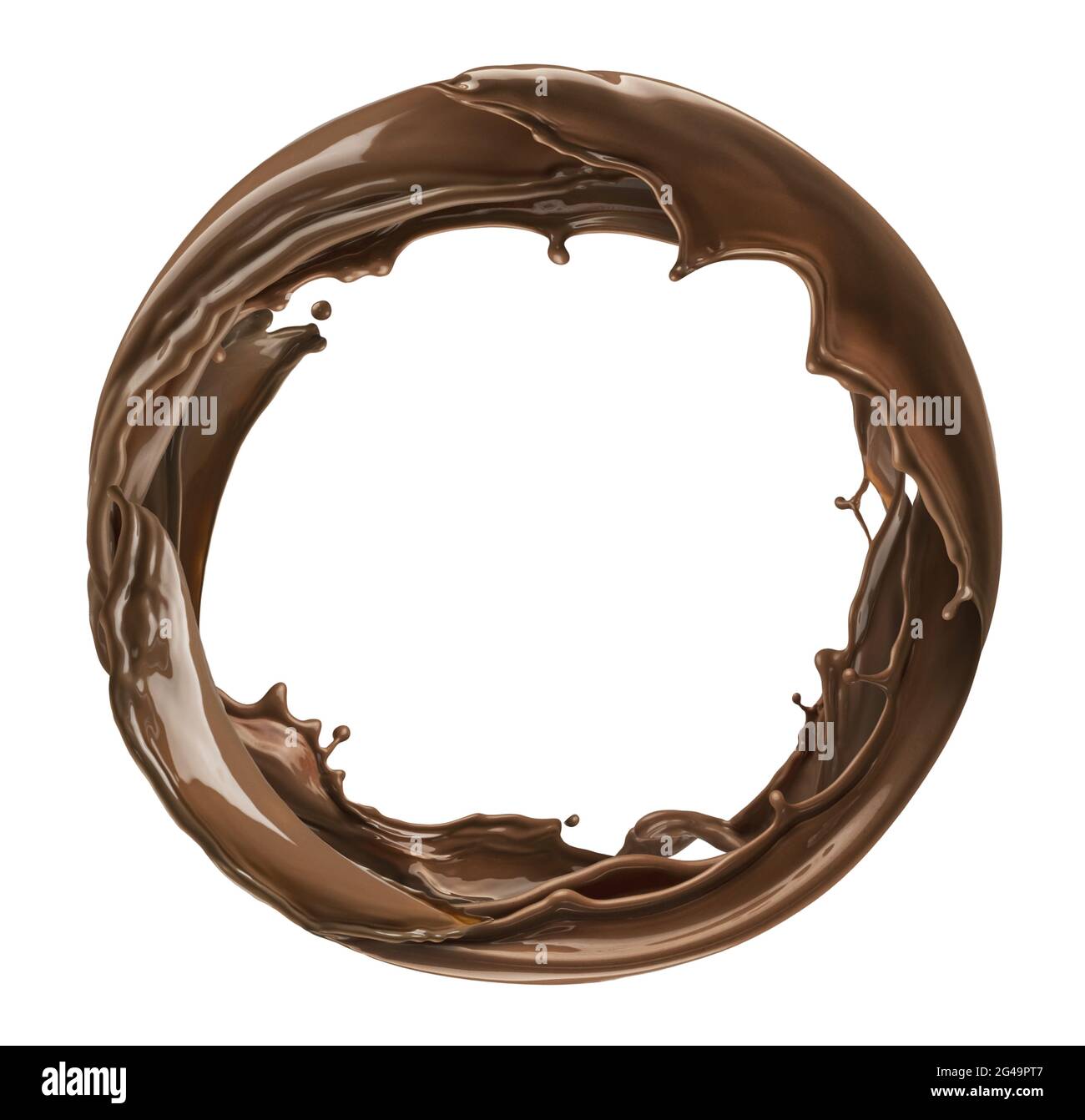Circle chocolate splash isolated on white background Stock Photo - Alamy