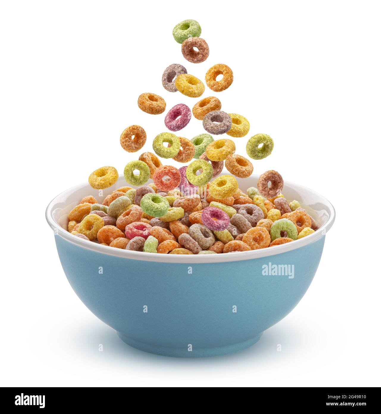 Colorful corn rings in bowl isolated on white background Stock Photo ...