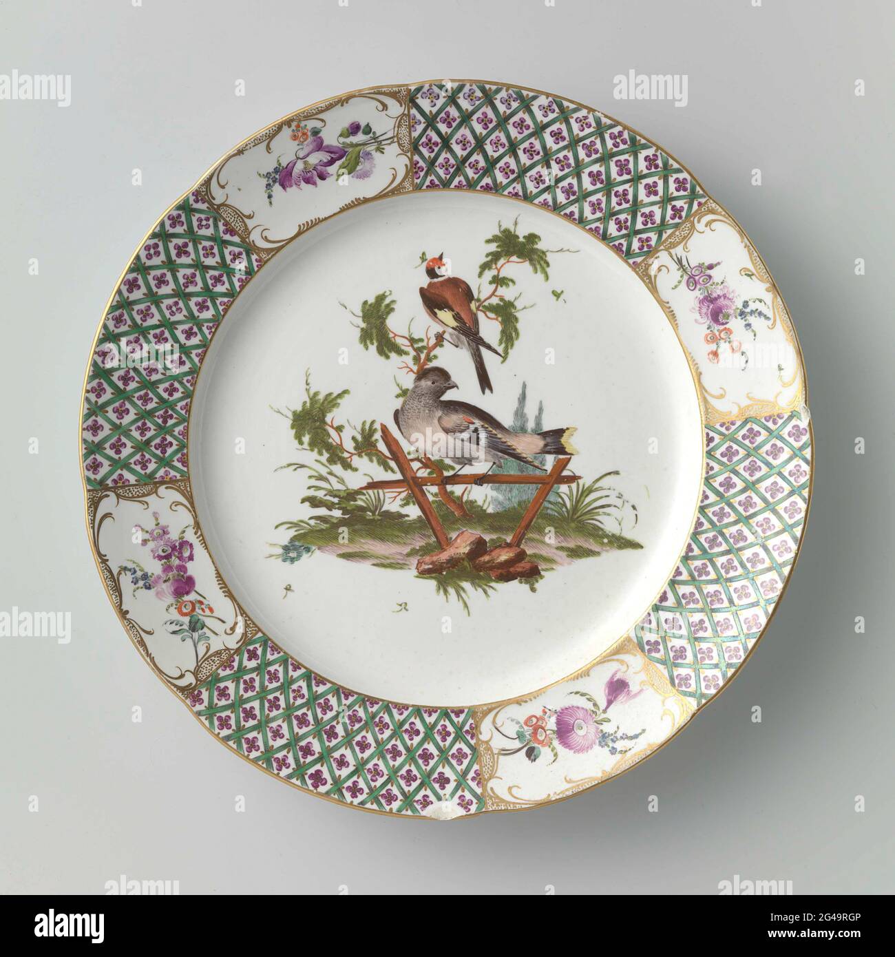 Plate. Plate painted multiply with birds. On the edge braid in which ...