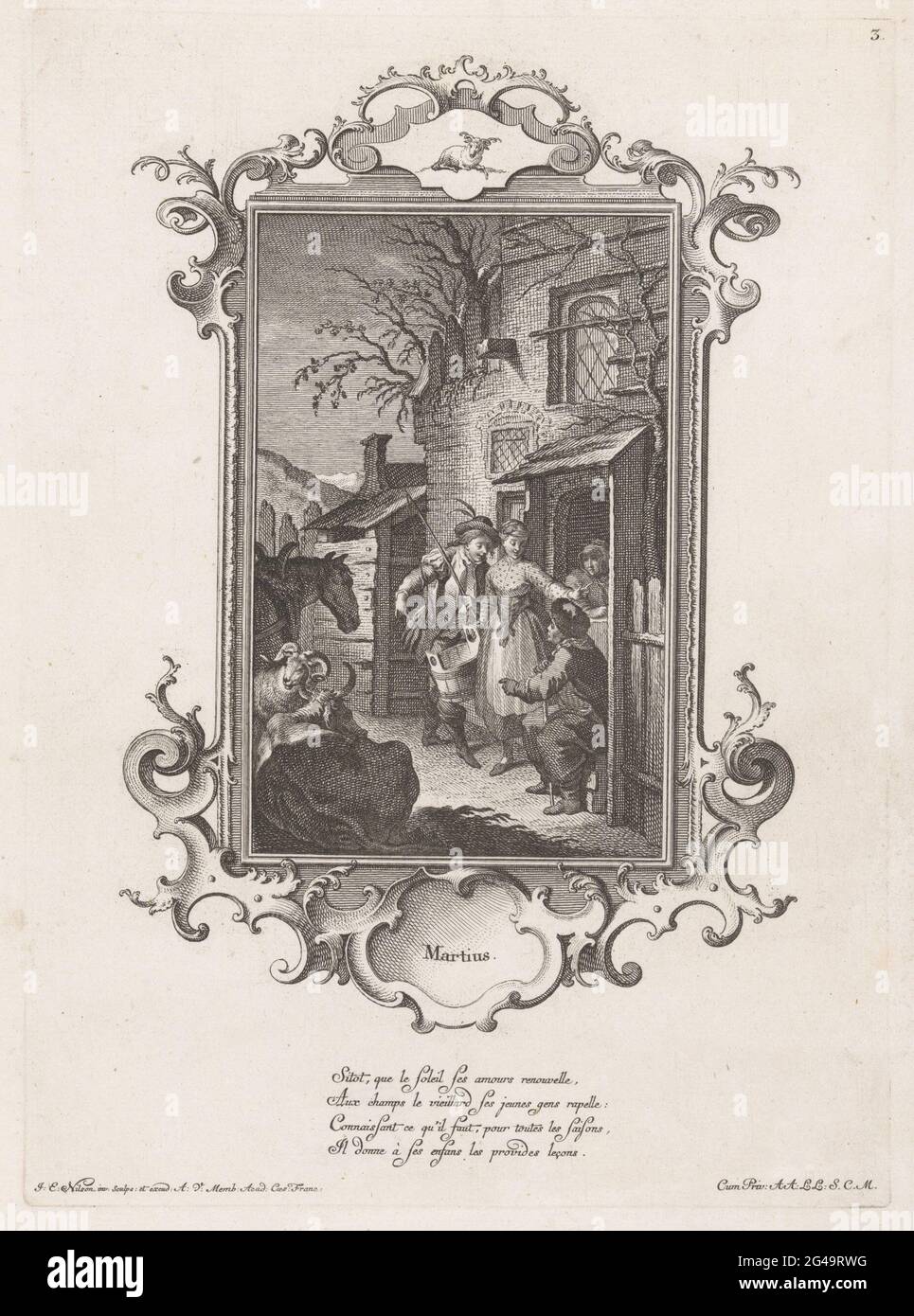 March; Martius; The twelve months of the year. In a rocaille frame a ...