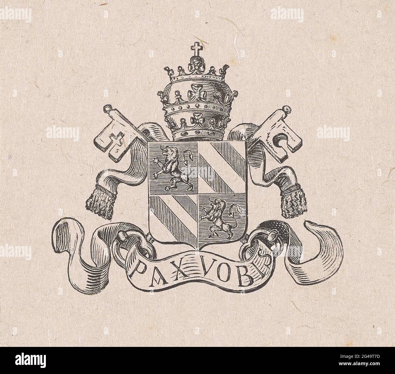 Vignet with the coat of arms of Pope Pius IX. The coat of arms of Pope ...