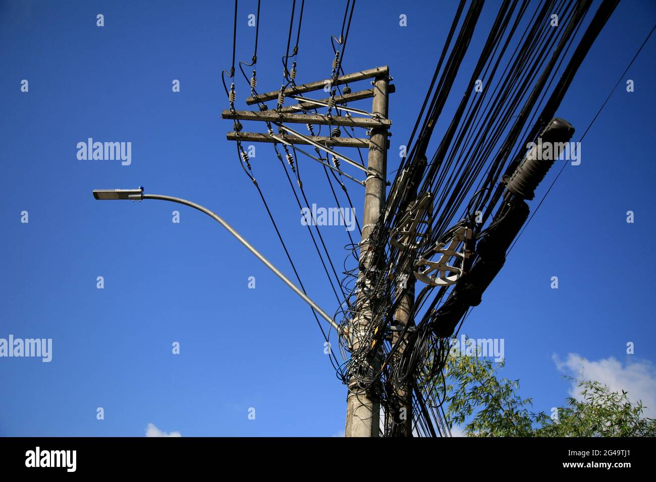salvador, bahia, brazil - june 18, 2021: wiring exposed on an electric ...