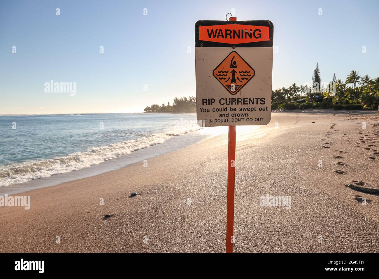 HAWAII, UNITED STATES - Jun 01, 2021: A warning sign informs visitors ...