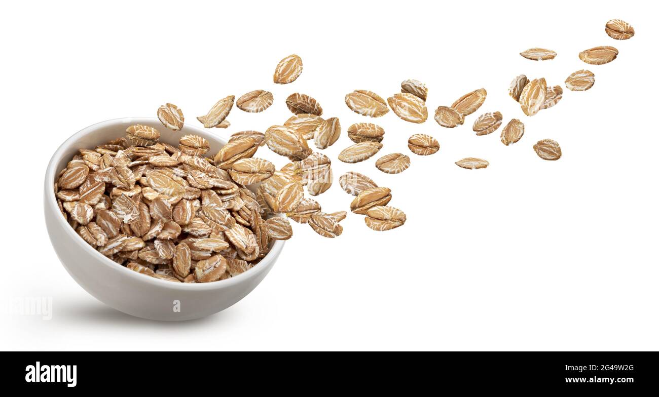 Rye flakes isolated on white background with clipping path Stock Photo ...