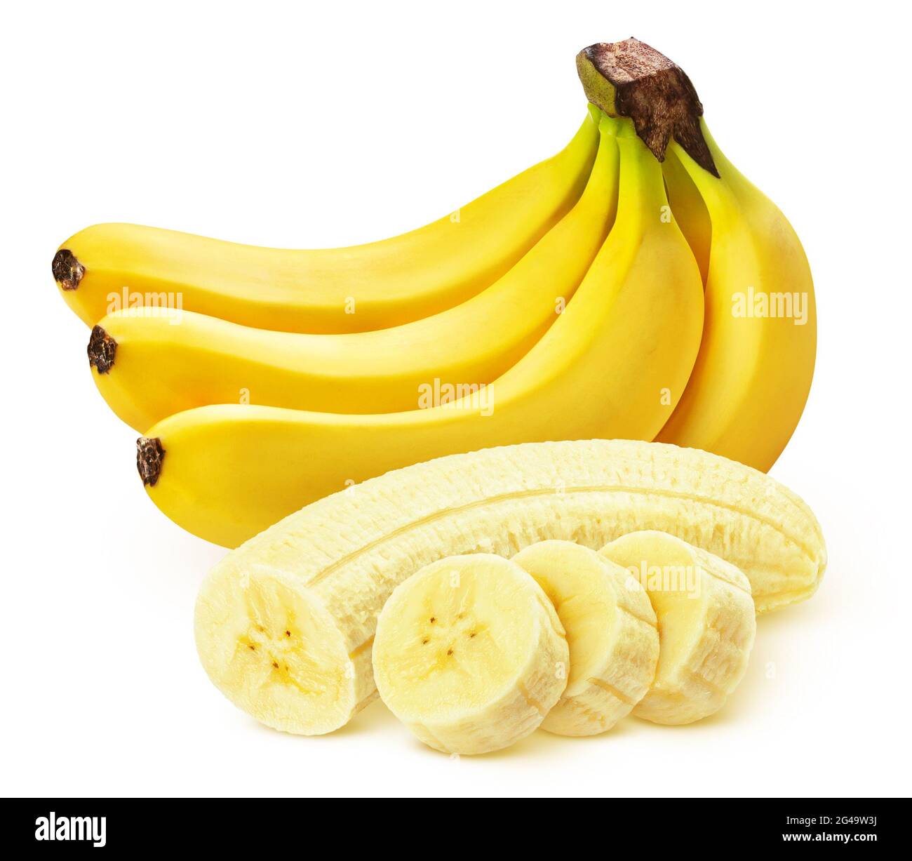 Banana isolated on white background, whole and sliced Stock Photo - Alamy