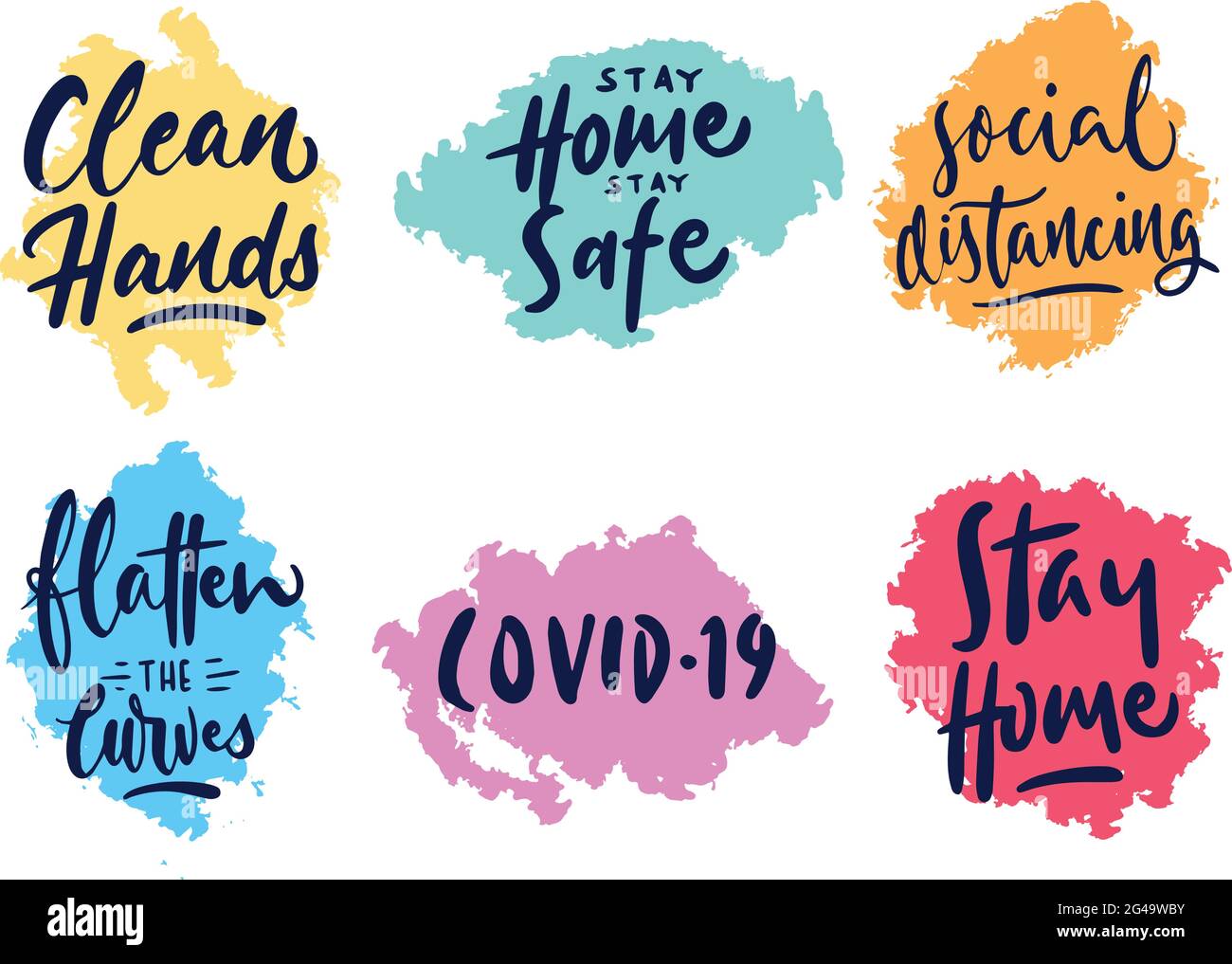 Set hand lettering quarantine Cut Out Stock Images & Pictures - Alamy