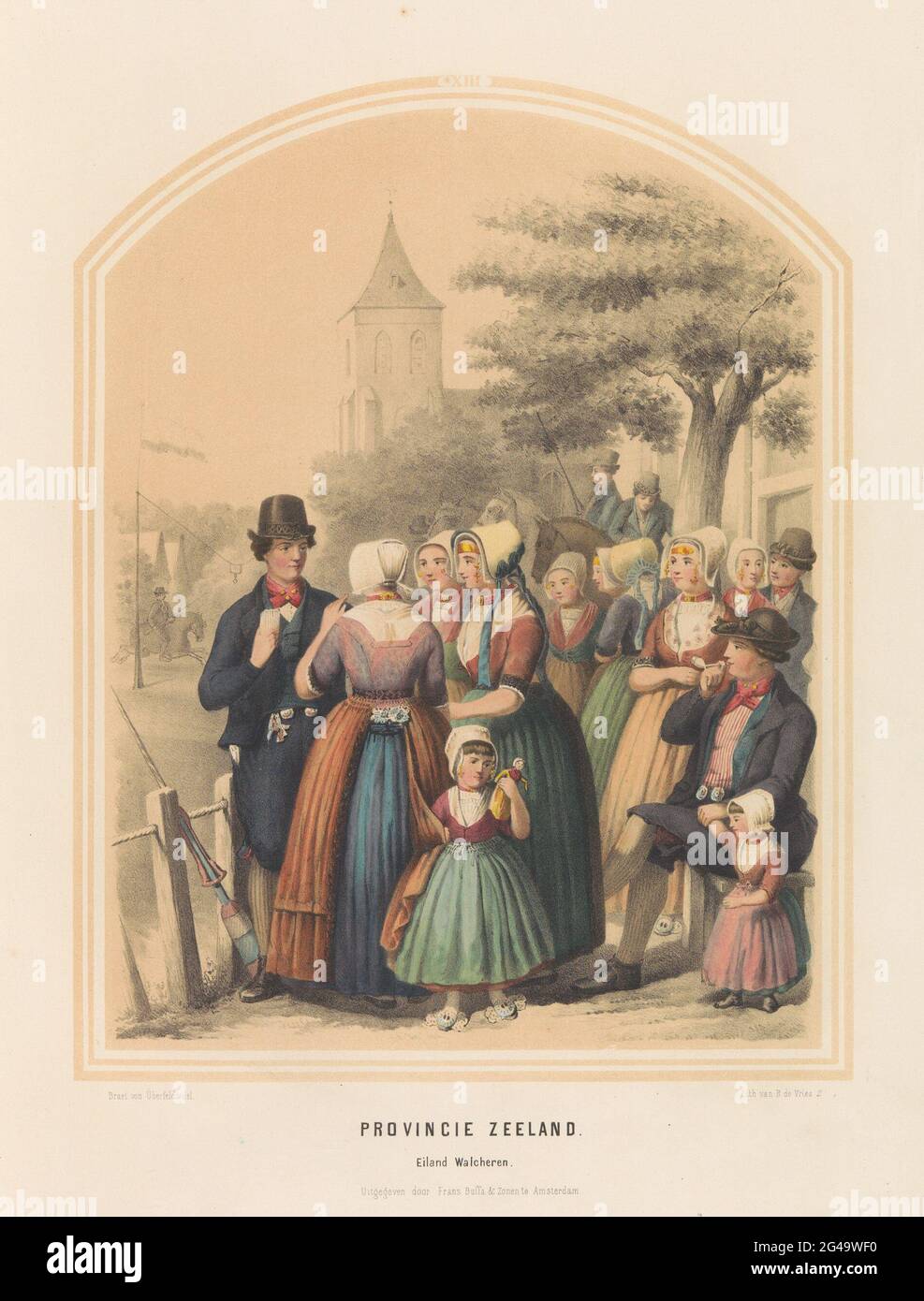 Traditional costume of the island of Walcheren in Zeeland, 1857 ...
