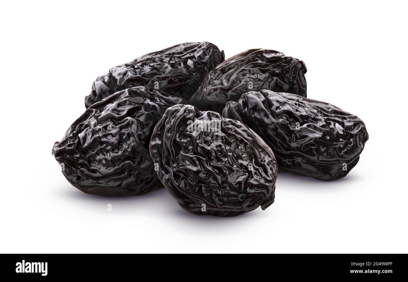 Prunes isolated on white background with clipping path Stock Photo - Alamy