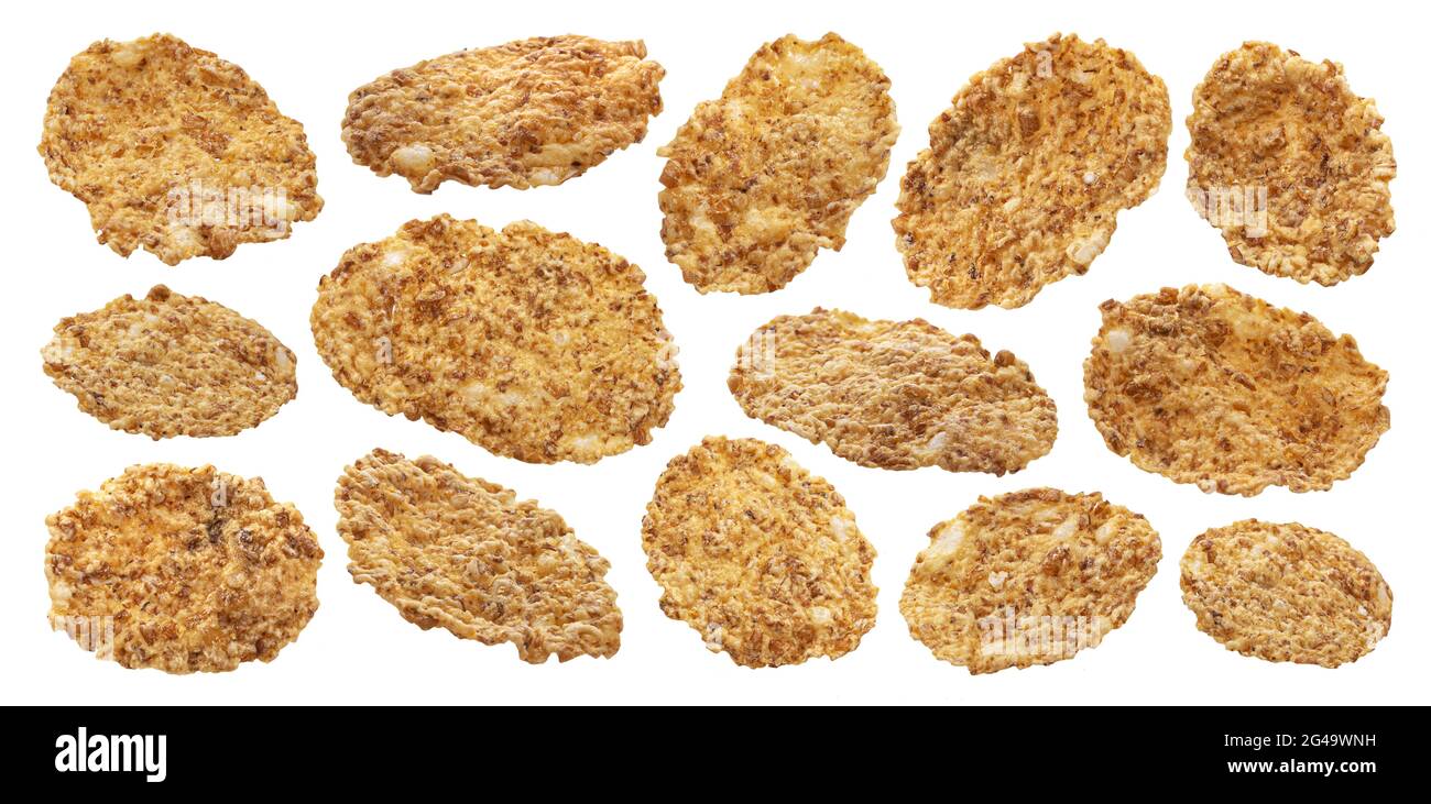 Bran flakes collection isolated on white background Stock Photo - Alamy
