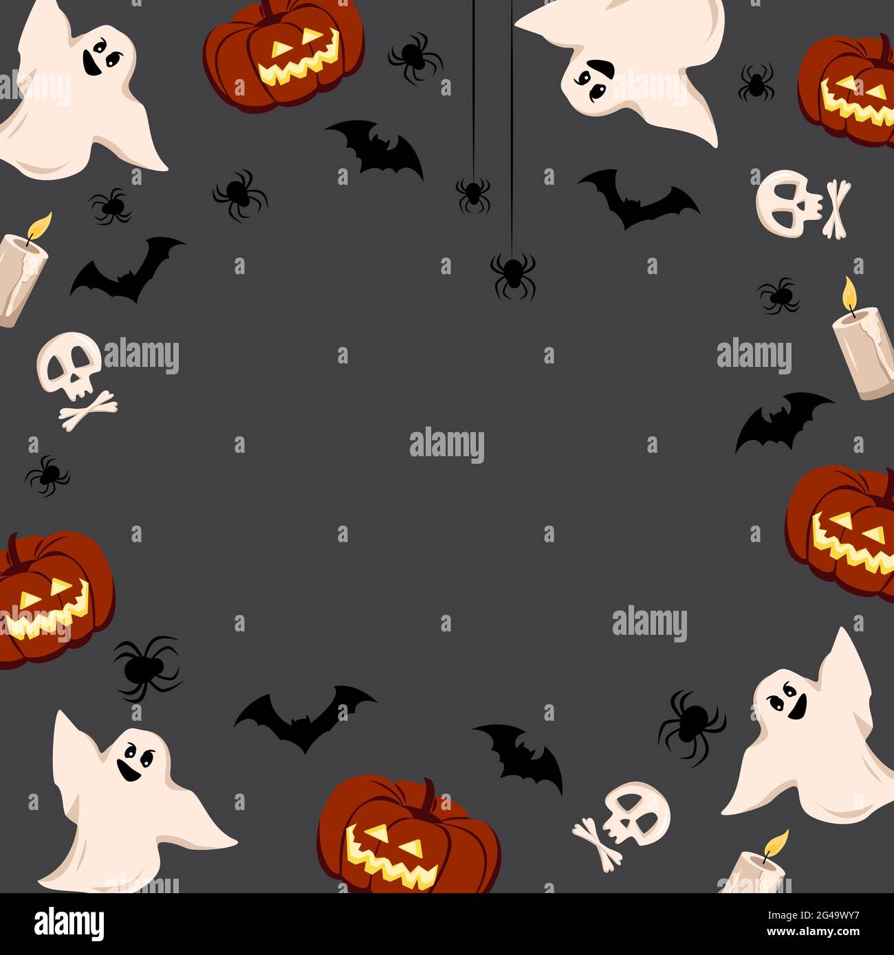 Halloween pumpkins creepy spiders on Stock Vector Images - Alamy