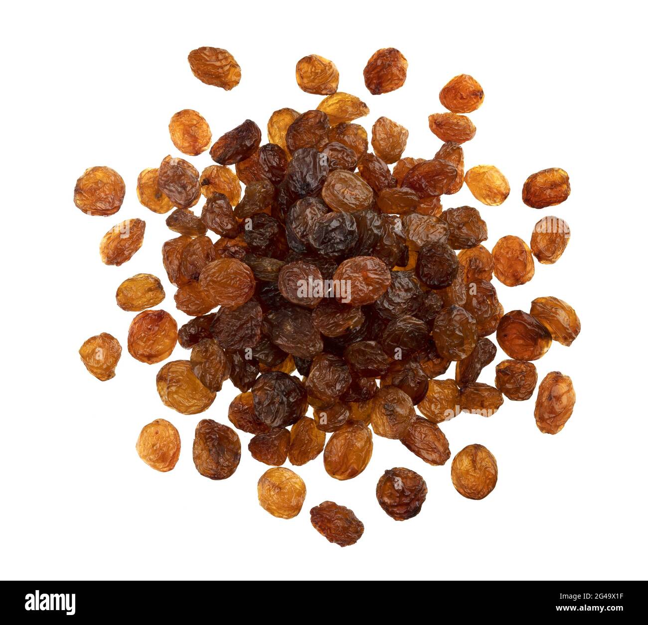 Top view of raisins isolated on white background Stock Photo - Alamy
