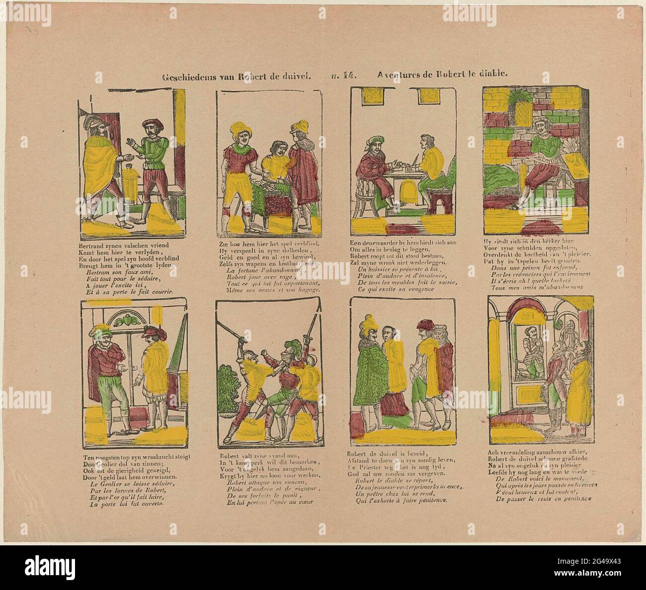 History of Robert de Devil / Aventures de Robert Le Diable. Sheet with ...