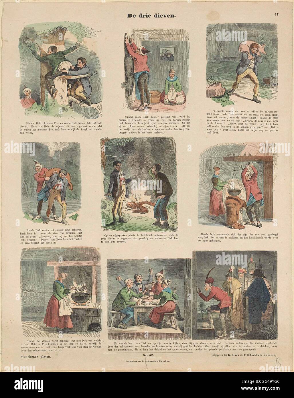The three thieves; Munchener plates. Leaf with 7 performances from the ...