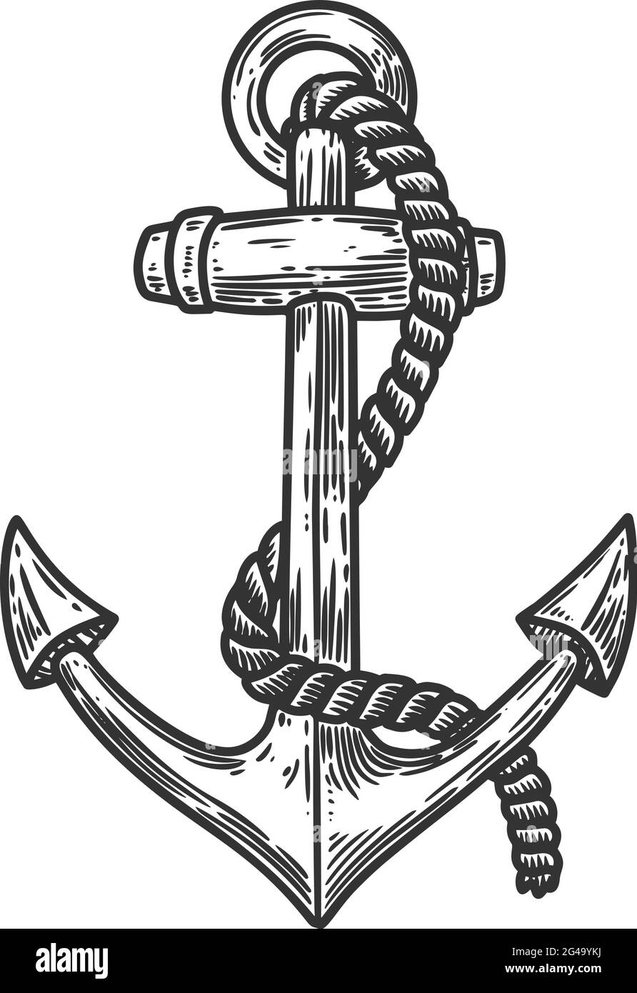 Engraving of an anchor engraving hi-res stock photography and images ...