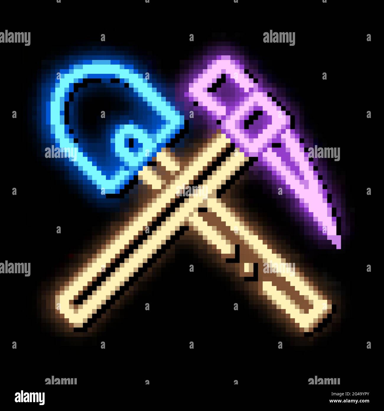 shovel and pickaxe neon glow icon illustration Stock Vector Image & Art ...