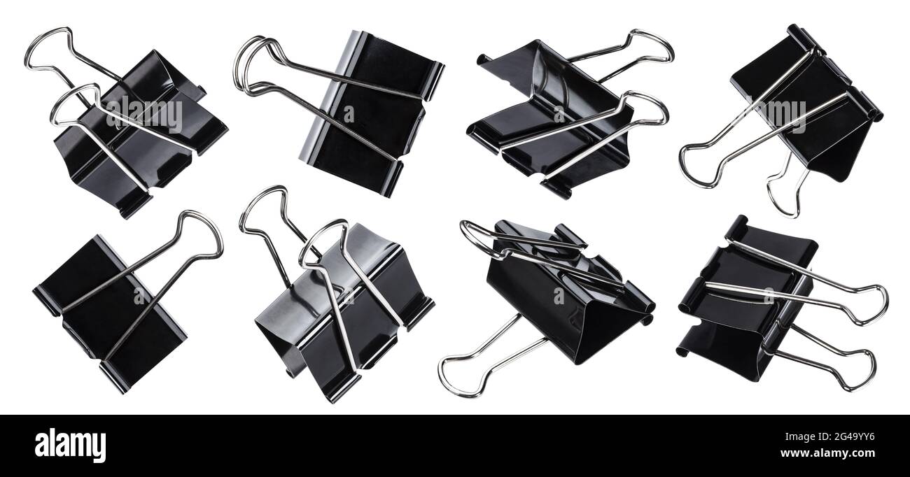 Black paper clip isolated on white background Stock Photo - Alamy